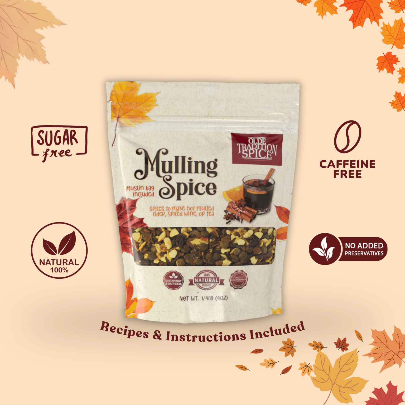Olde Tradition Whole Mulling Spice Pieces (2oz/4oz) - Perfect for ...